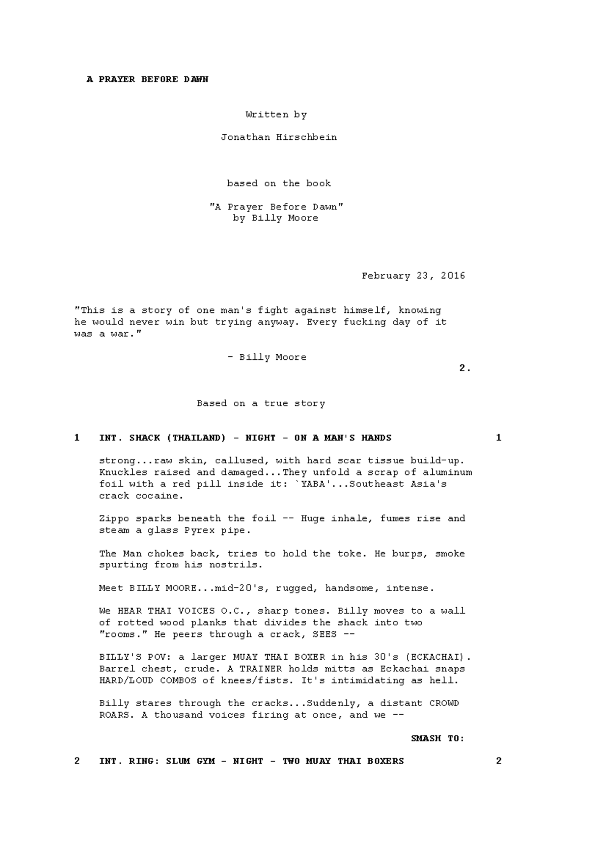 A Prayer Before DAWN - A PRAYER BEFORE DAWN Written by Jonathan ...