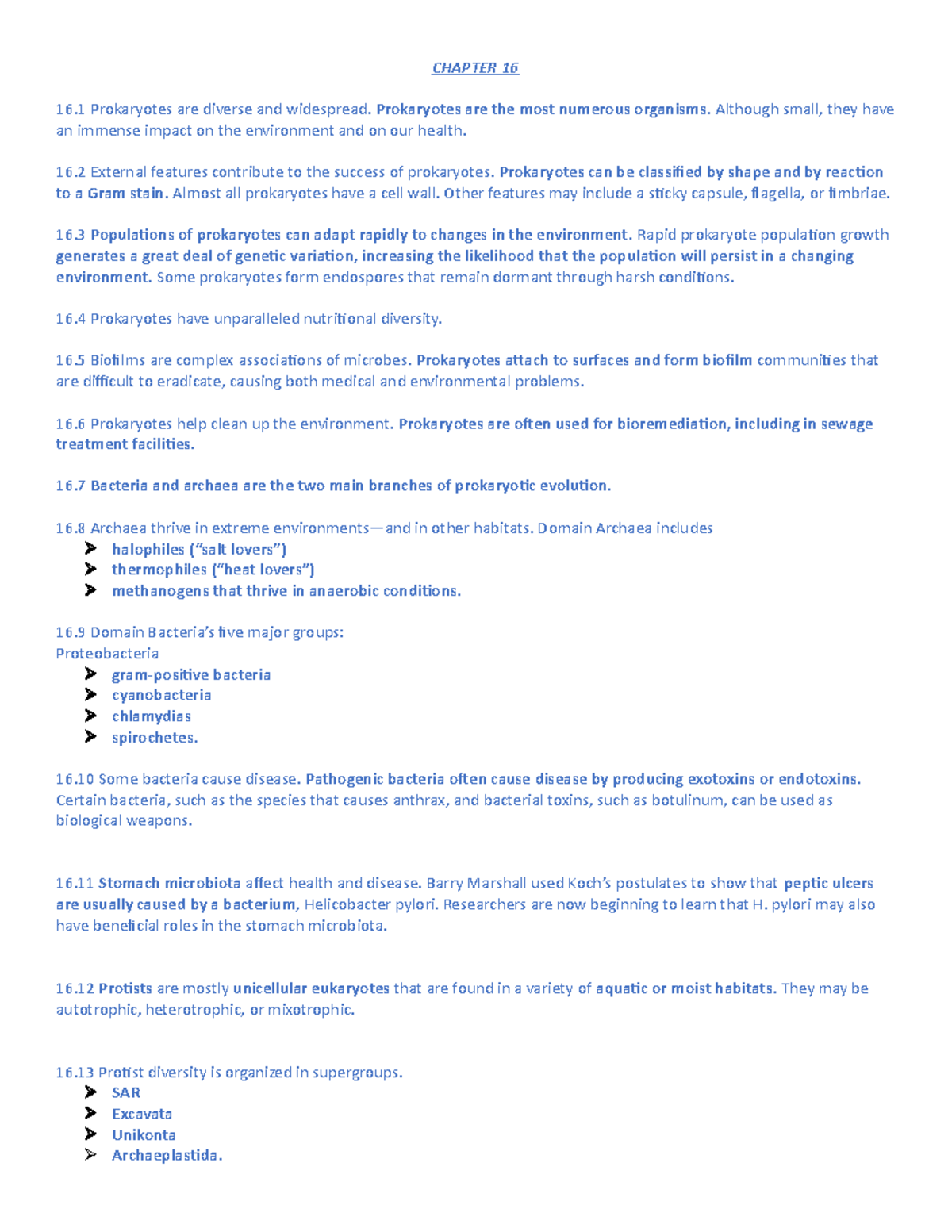 Biology Chapter 16 Microbial Life Study Guide - CHAPTER 16 16 ...