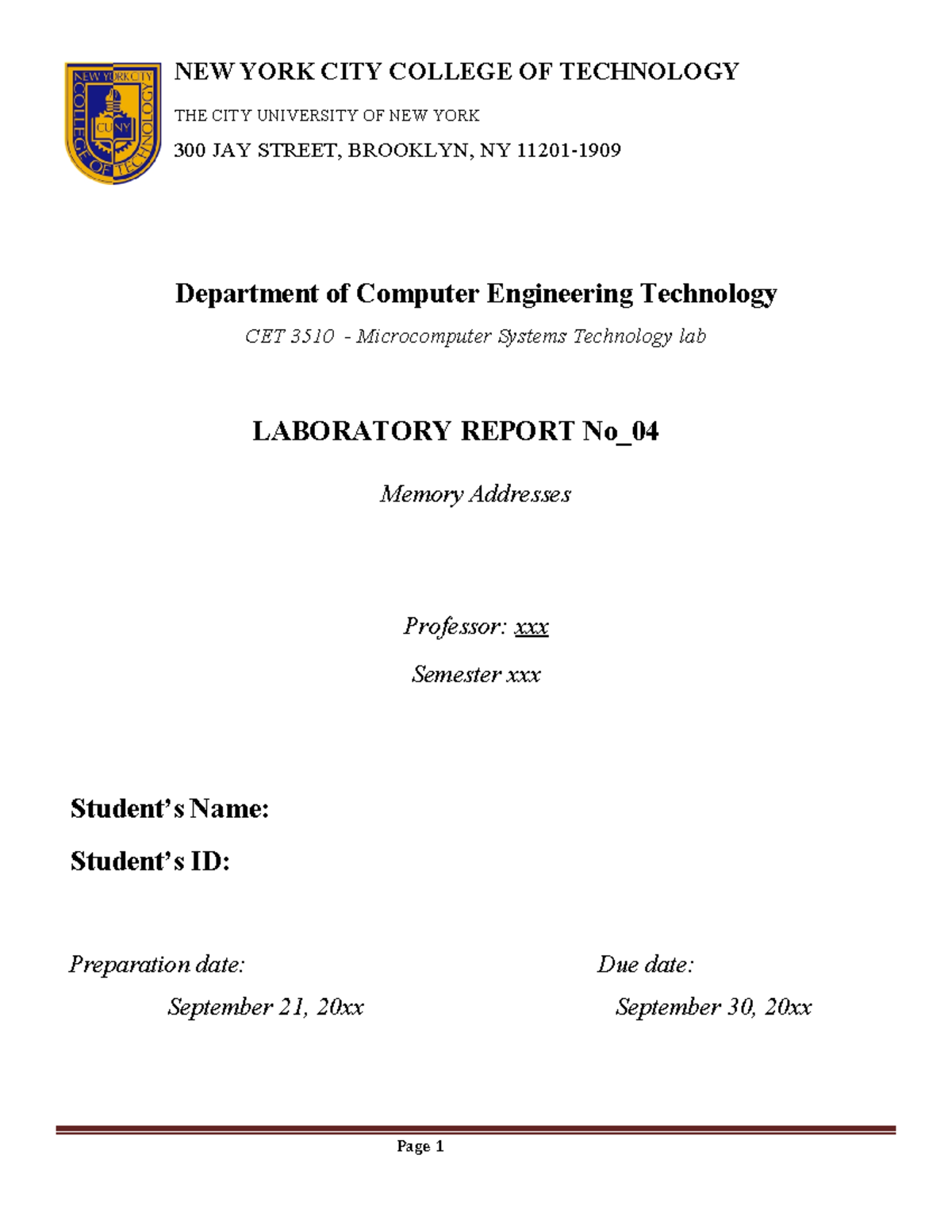 Lab 4 Cet 3510 Stu Doc Lab Report 4 New York City College Of Technology The City University