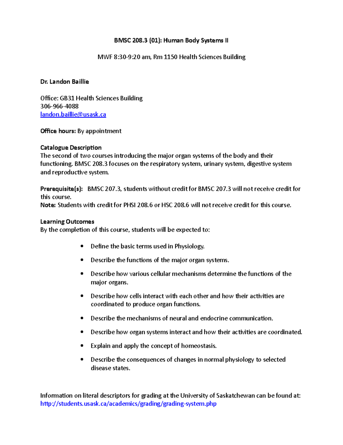 BMSC 208 (01) syllabus - BMSC 208 (01): Human Body Systems II MWF 8:30 ...