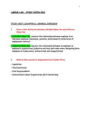 IURI 222 Notes labour law - IURI 222: LABOUR LAW NOTES Compiled by ...