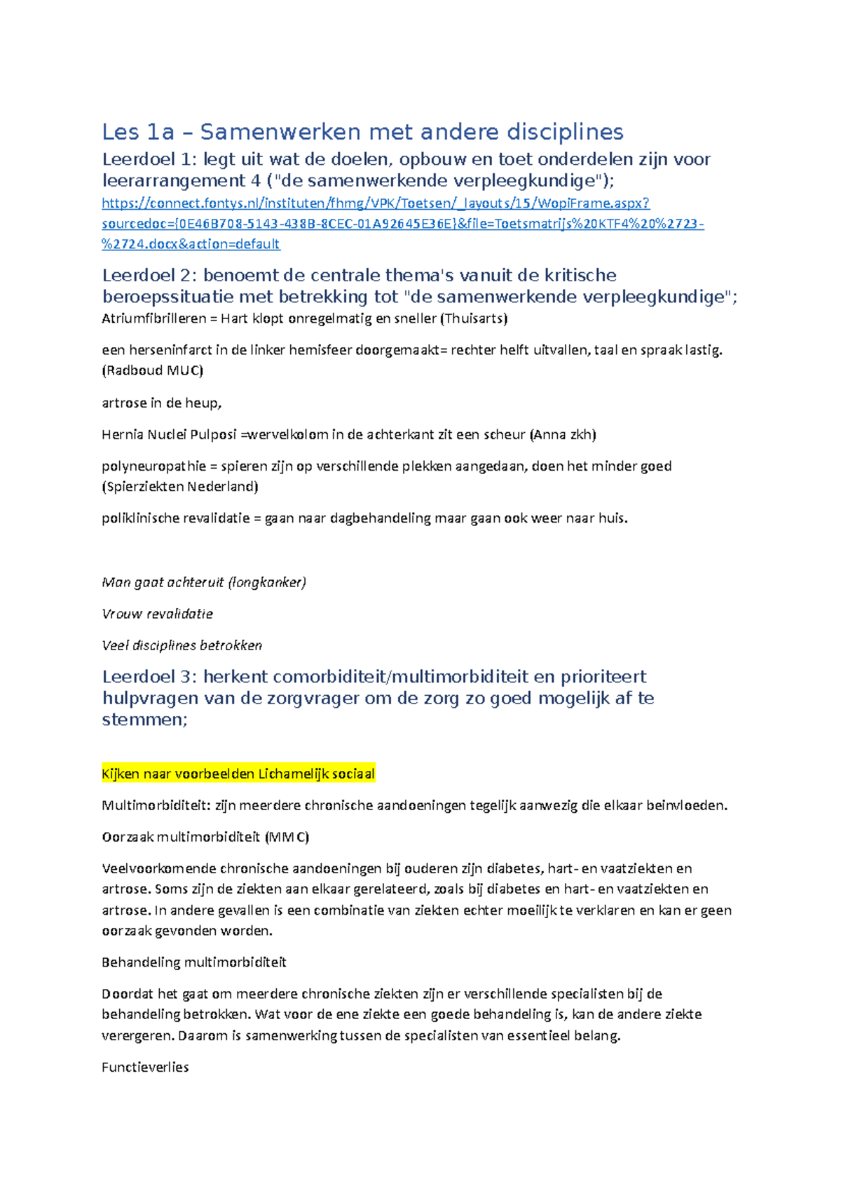 Les 1A - Les 1A - Les 1a – Samenwerken met andere disciplines Leerdoel ...