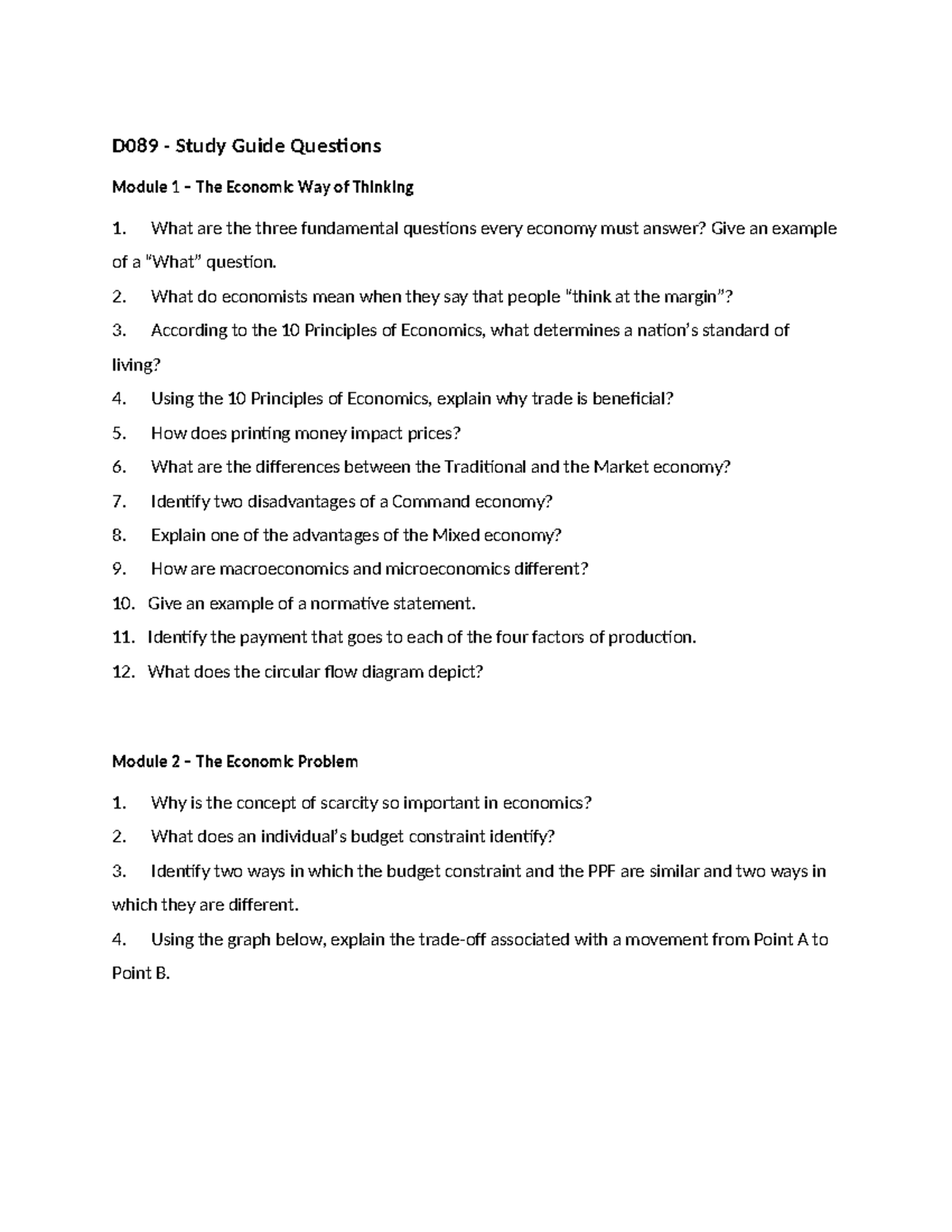 D089 - Study Guide Questions - D089 - Study Guide Questions Module 1 ...