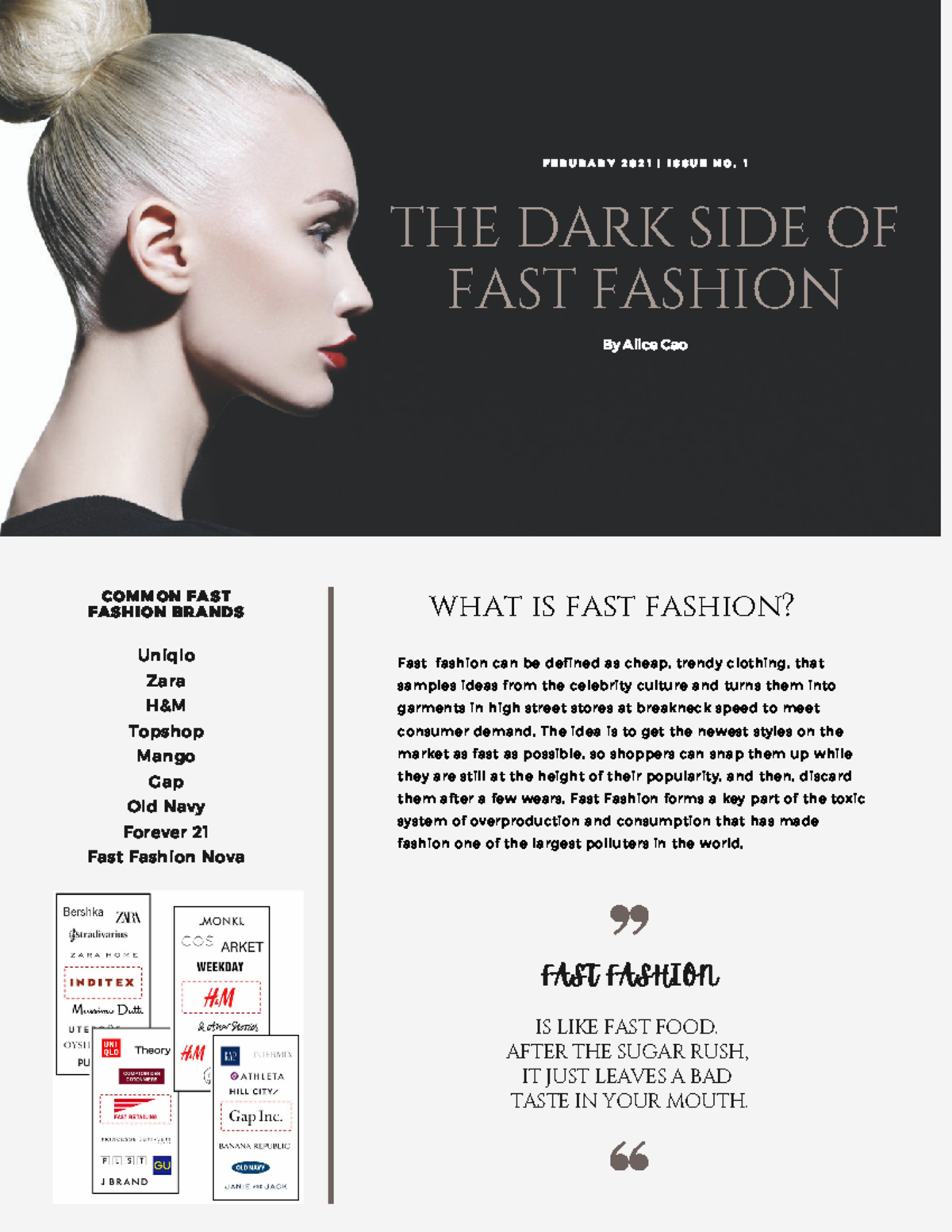 The True Cost Ad Assignment - FAST FASHION IS LIKE FAST FOOD. AFTER THE ...