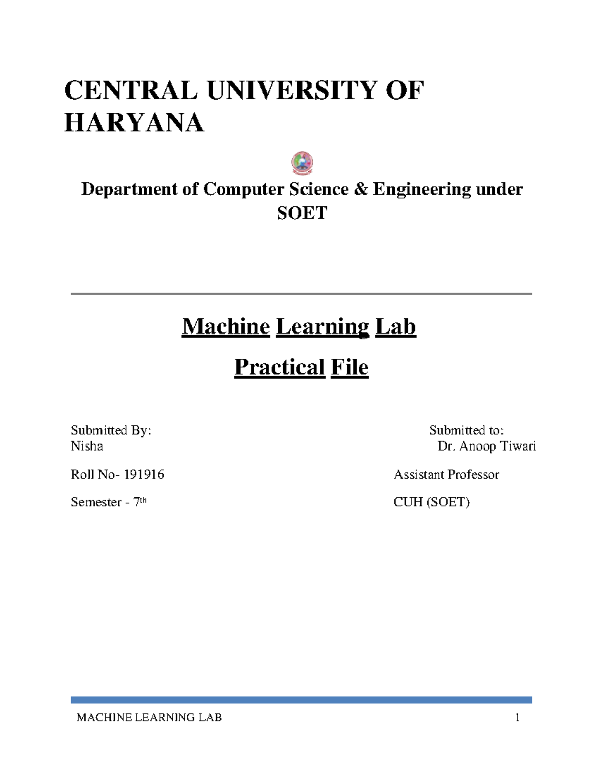 computer network - CENTRAL UNIVERSITY OF HARYANA Department of Computer ...