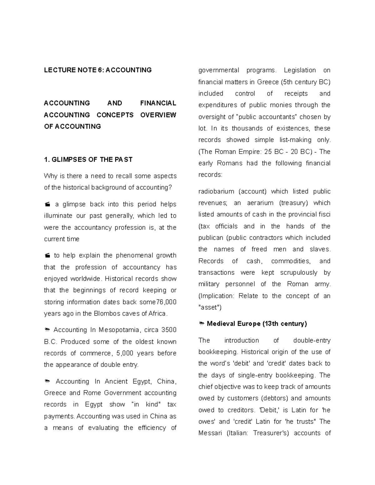 Lecture Note 6 Accounting - LECTURE NOTE 6: ACCOUNTING ACCOUNTING AND ...
