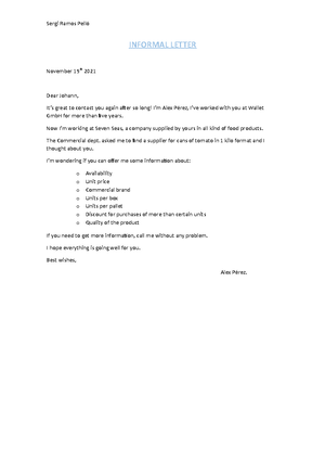 Writing Behavior - Letter 1. Dear Mr. Thomson, I have a lot of ...