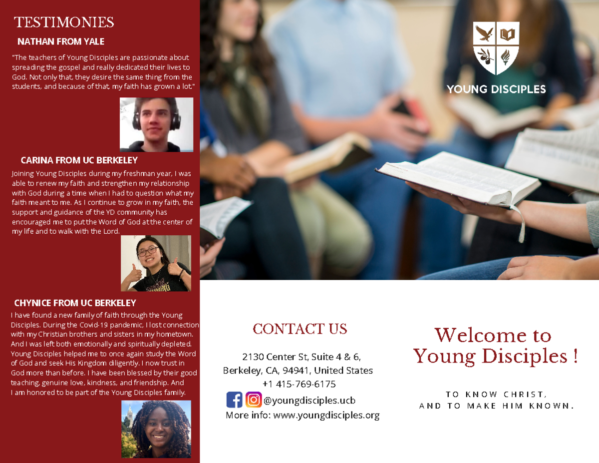 Berkeley bro final - flier - Welcome to Young Disciples! T O K N O W C ...
