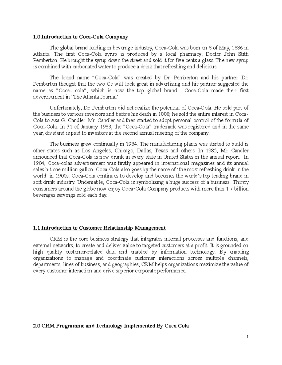 Customer-relationship-management-of-coca-cola compress - 1 Introduction ...