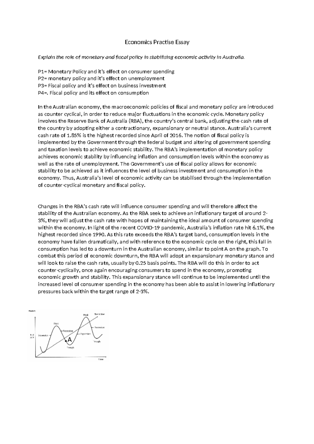 Economics Practise Essay - ROLE OF M and F on Stable Economy ...