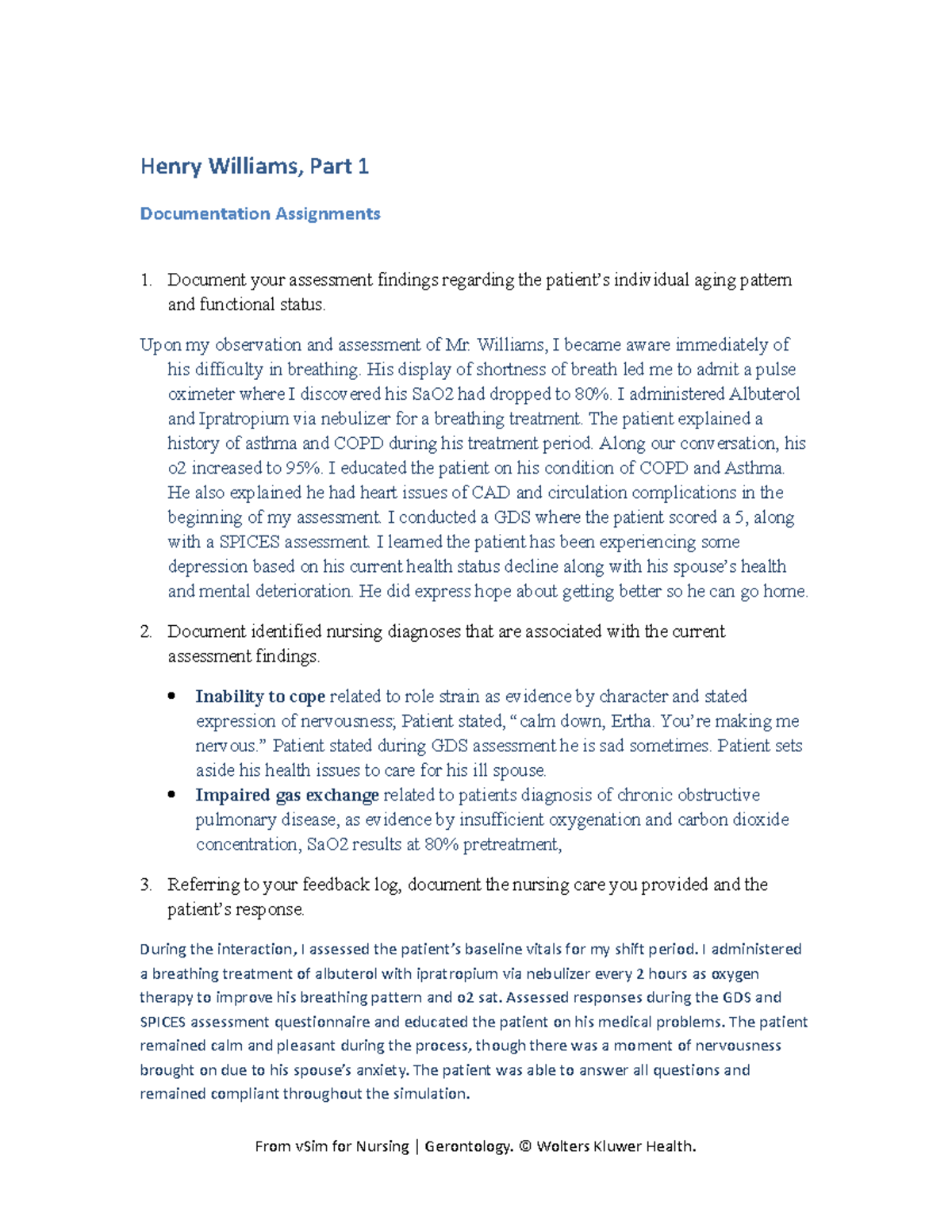 Gerontology Case Henry Williams Part1 DA - Henry Williams, Part 1 ...