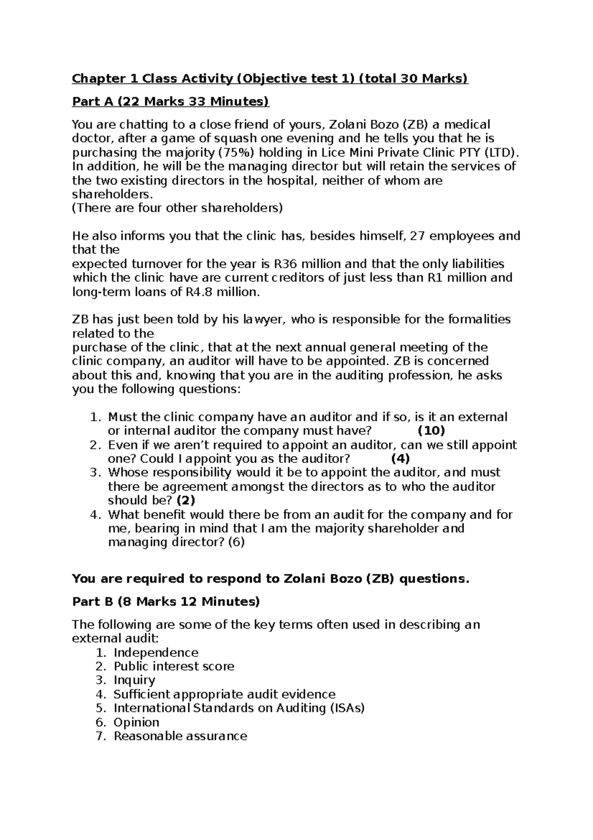 Chapter 1 Class Activity - Chapter 1 Class Activity (Objective test 1 ...