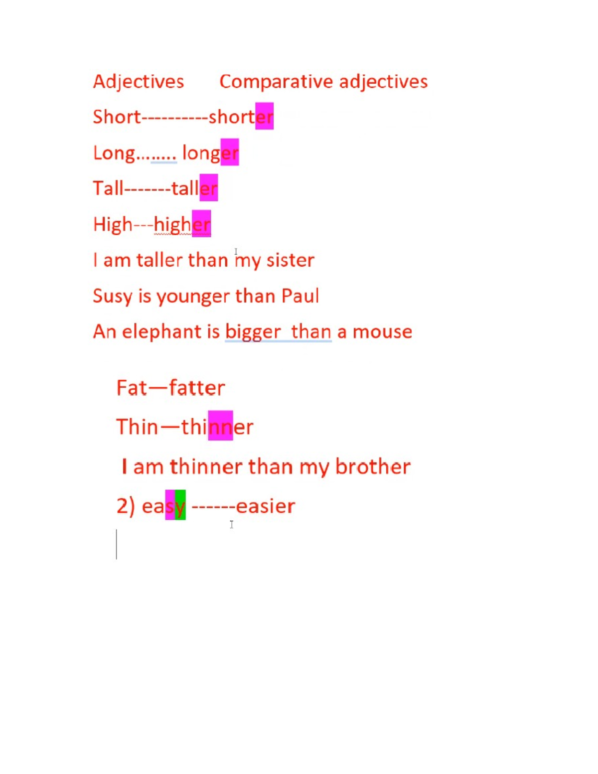 Centro de idiomas - espero te ayude :D - Adjectives Comparative ...
