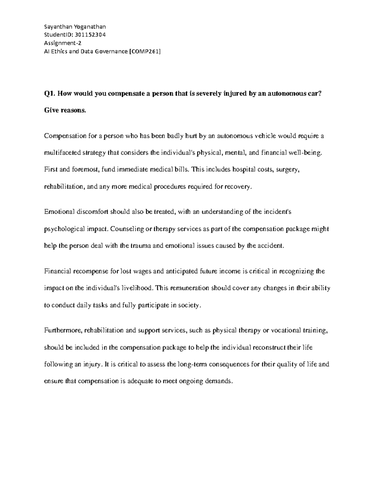 Sayanthana Yoganathan Assignment#2 - Sayanthan Yoganathan StudentID: 301152304 Assignment- 2 AI ...