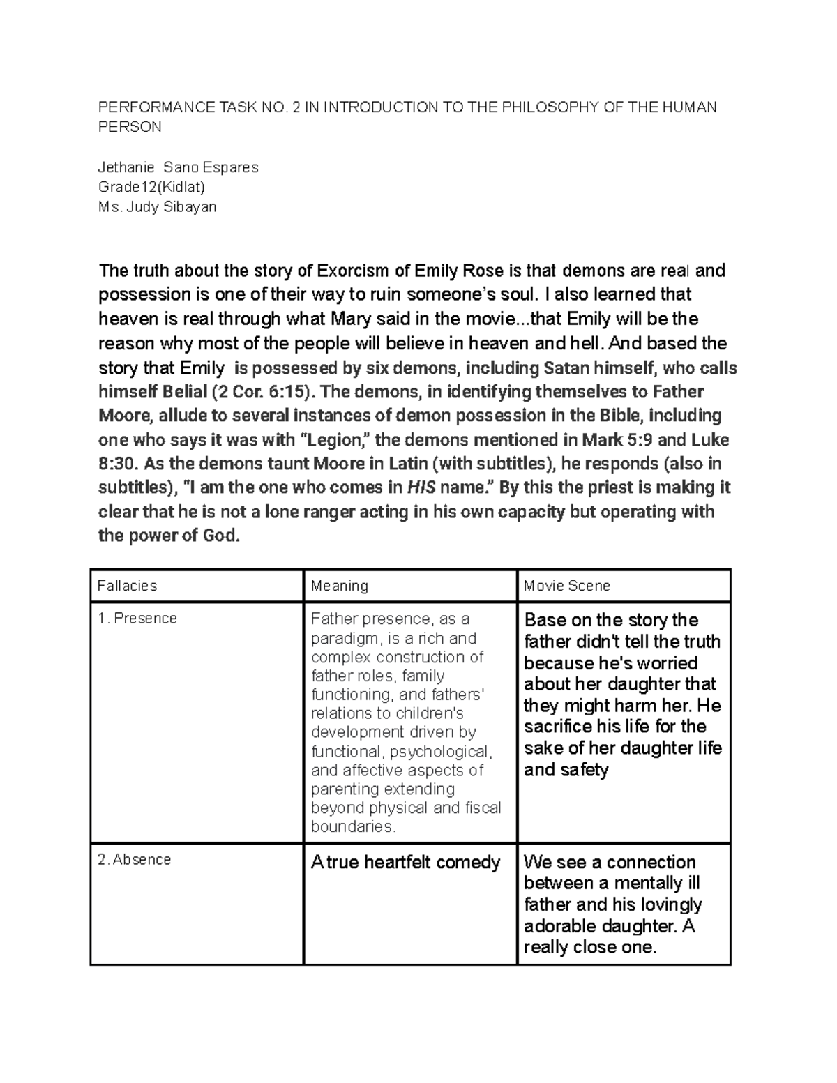 Untitled document (19) - PERFORMANCE TASK NO. 2 IN INTRODUCTION TO THE ...