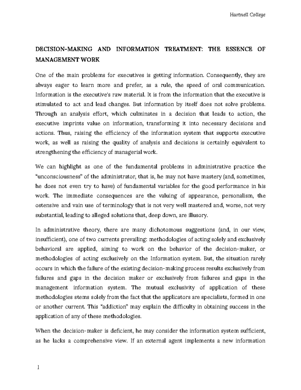 Decision making by managers. - DECISION-MAKING AND INFORMATION ...