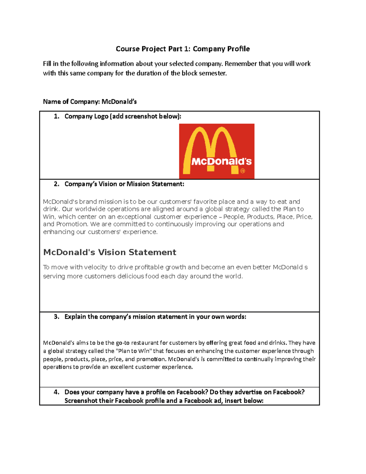 Course Project Part 1 Company Profile Final Assignment - Course Project ...