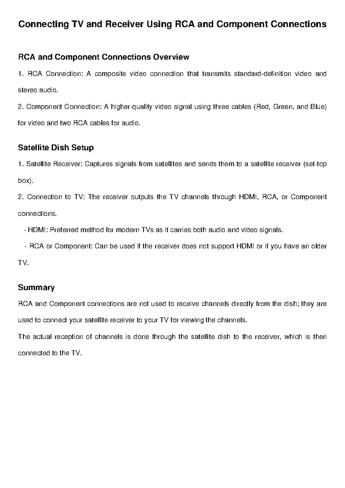 TV and Receiver Connection Guide - Connecting TV and Receiver Using RCA ...