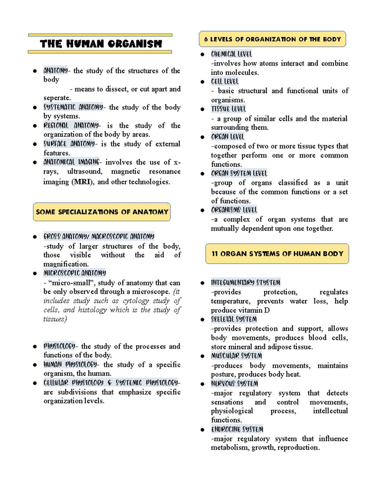 Anaphy Revyewerss 32 REVIEWERS - the human organism ANATOMY- the study ...