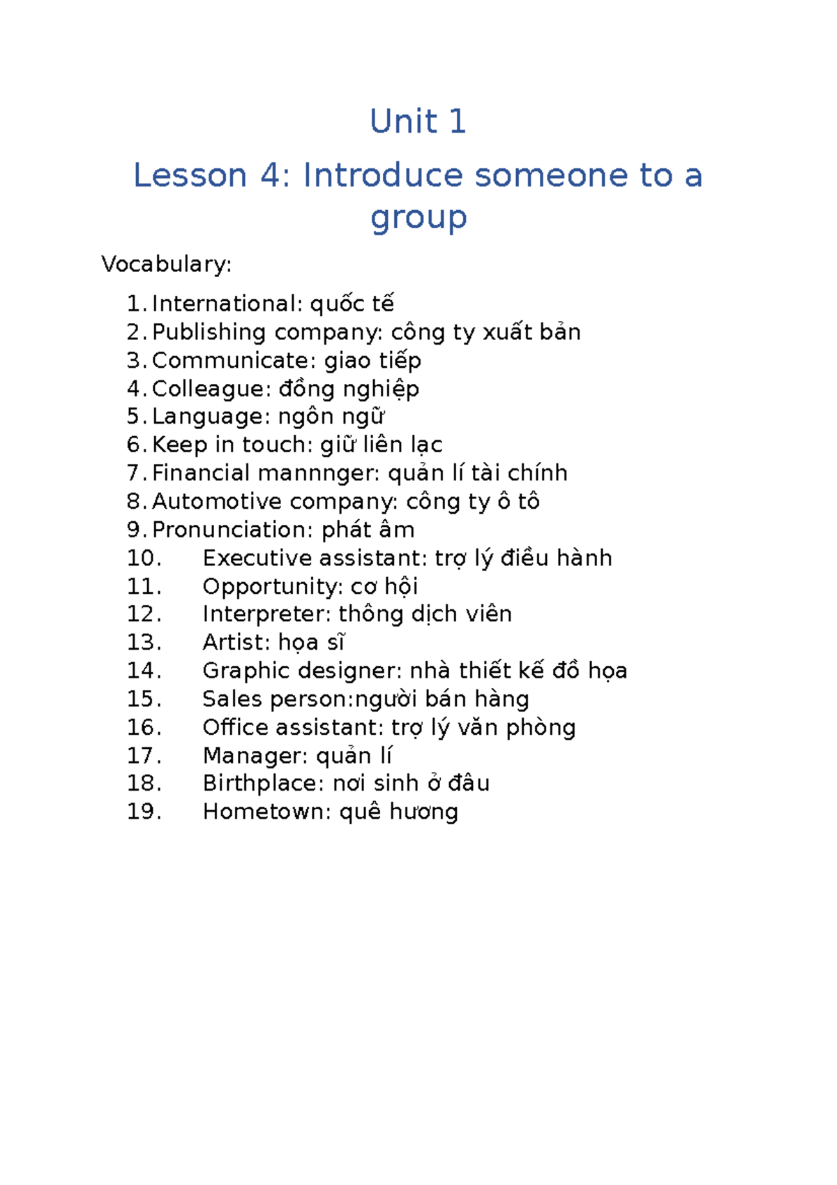 Unit 1 lession 4 - jdfkdvcdskvgewfejdbf - Unit 1 Lesson 4: Introduce ...