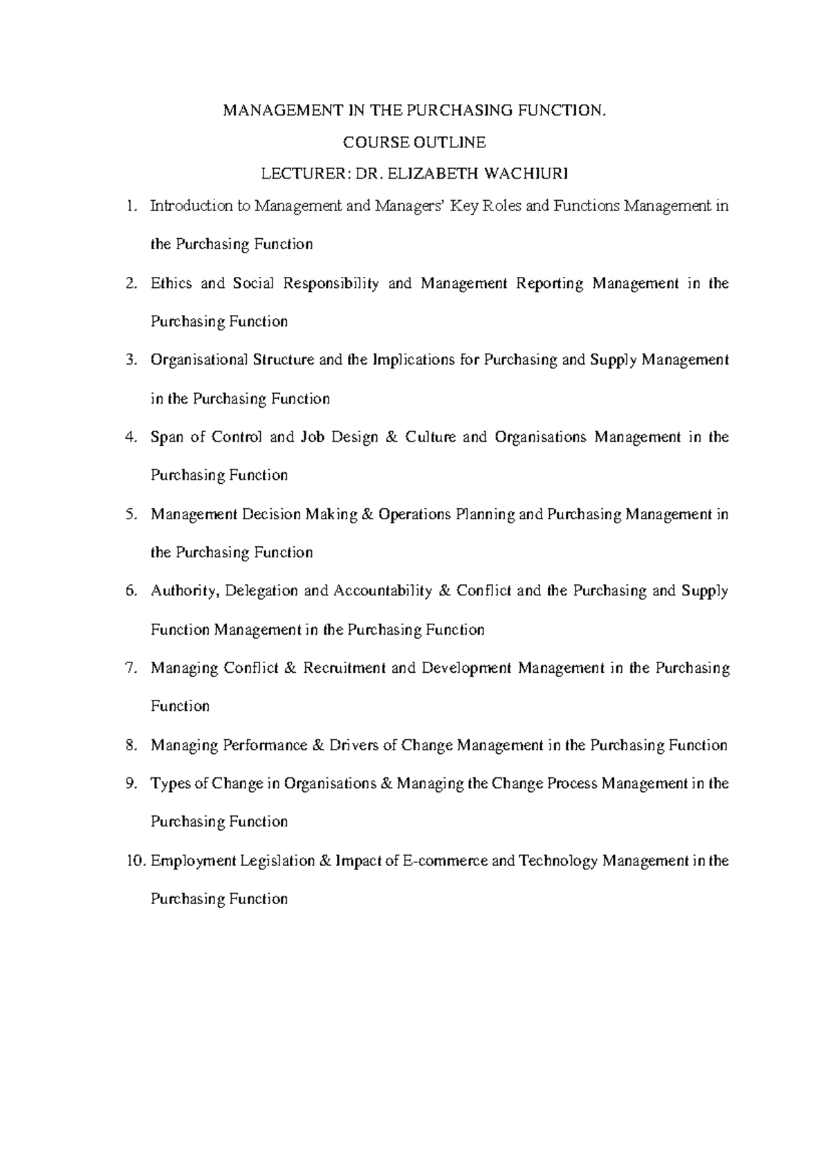 Management IN THE Purchasing Function 2 - MANAGEMENT IN THE PURCHASING ...