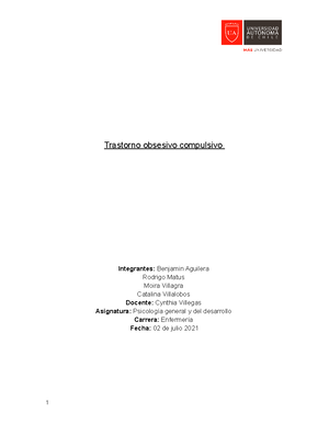 informe forense - EXAMEN DE PSICOPATOLOGIA ADULTO Y ADULTO MAYOR Alumna ...