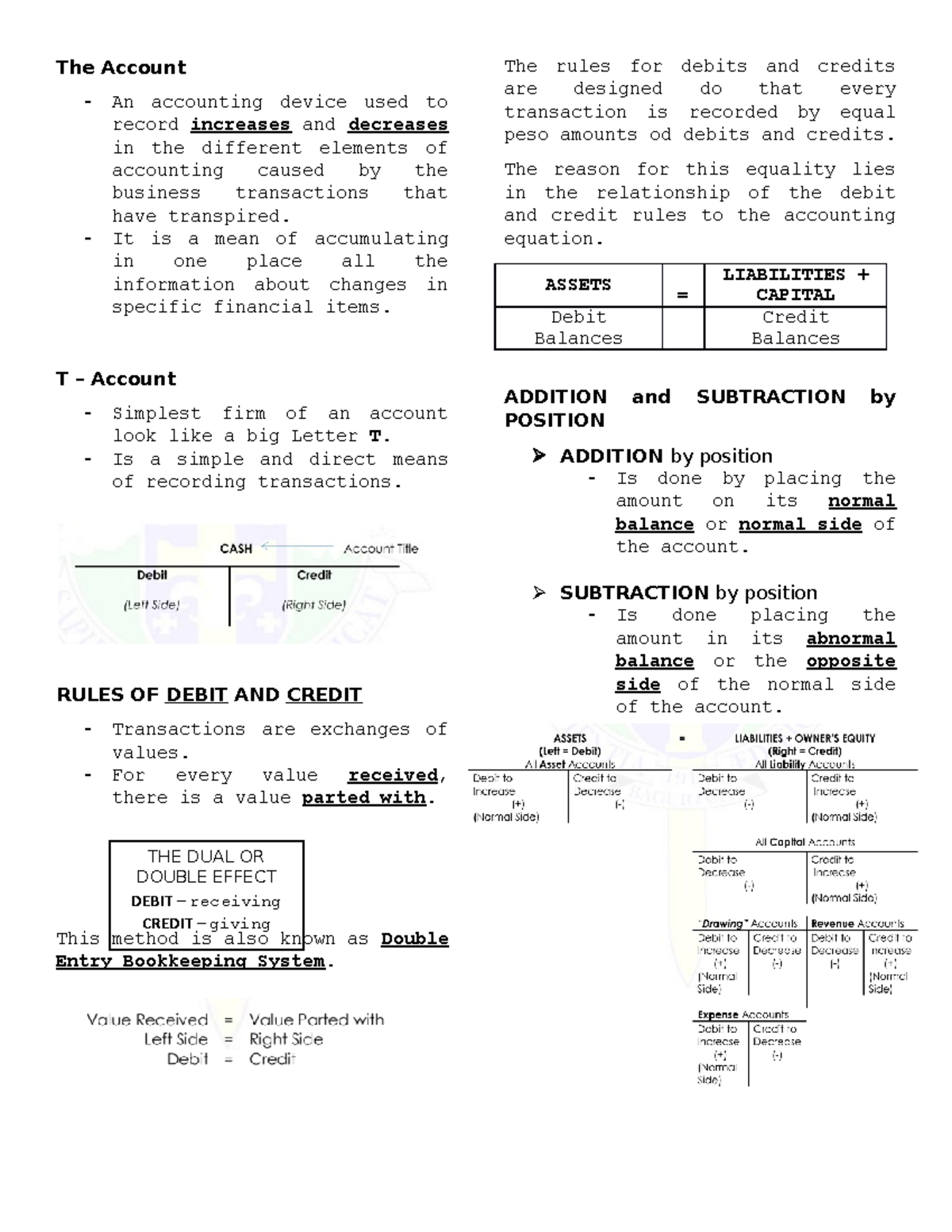 Recording - Notes - The Account An accounting device used to record ...