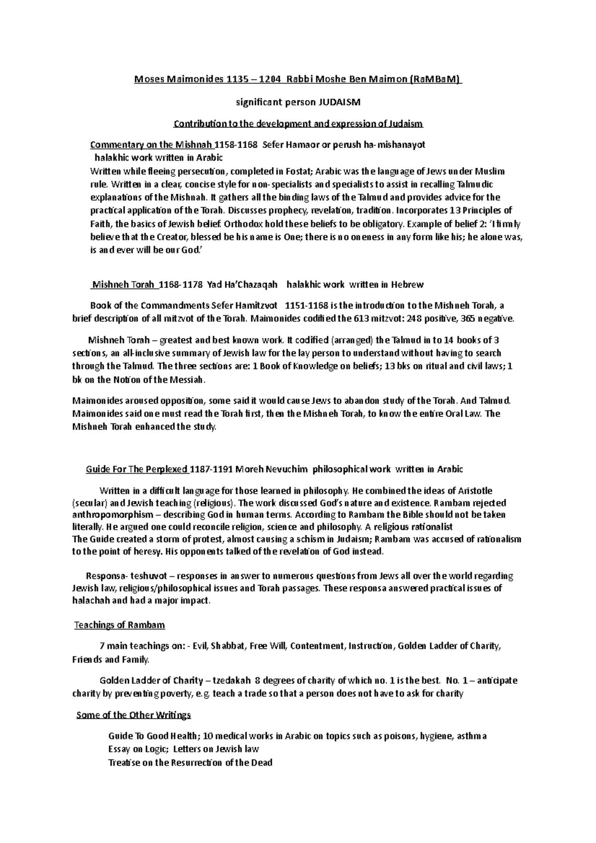 Moses Maimonides 3 - Written in a clear, concise style for non ...