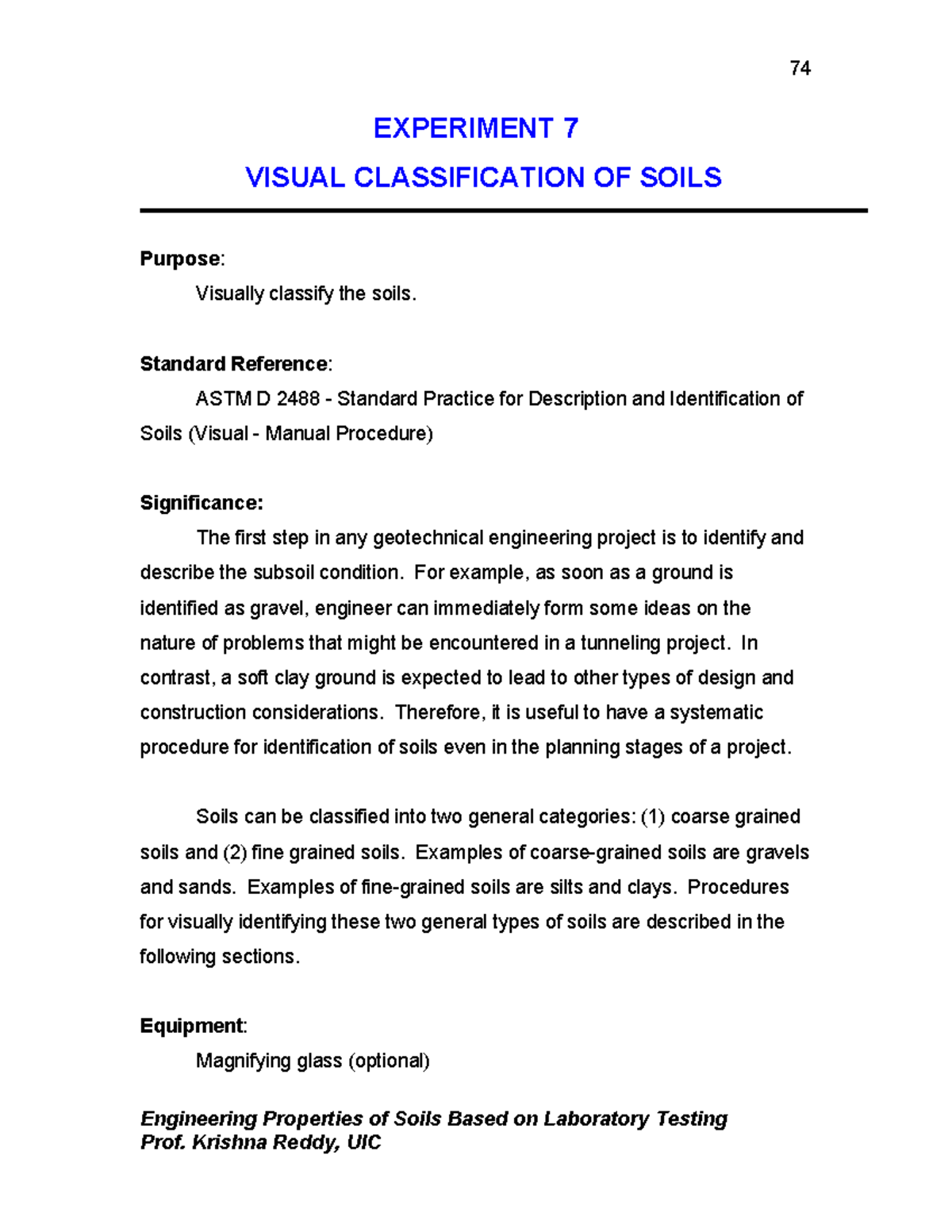 Experiment 8-visual classification - Engineering Properties of Soils ...