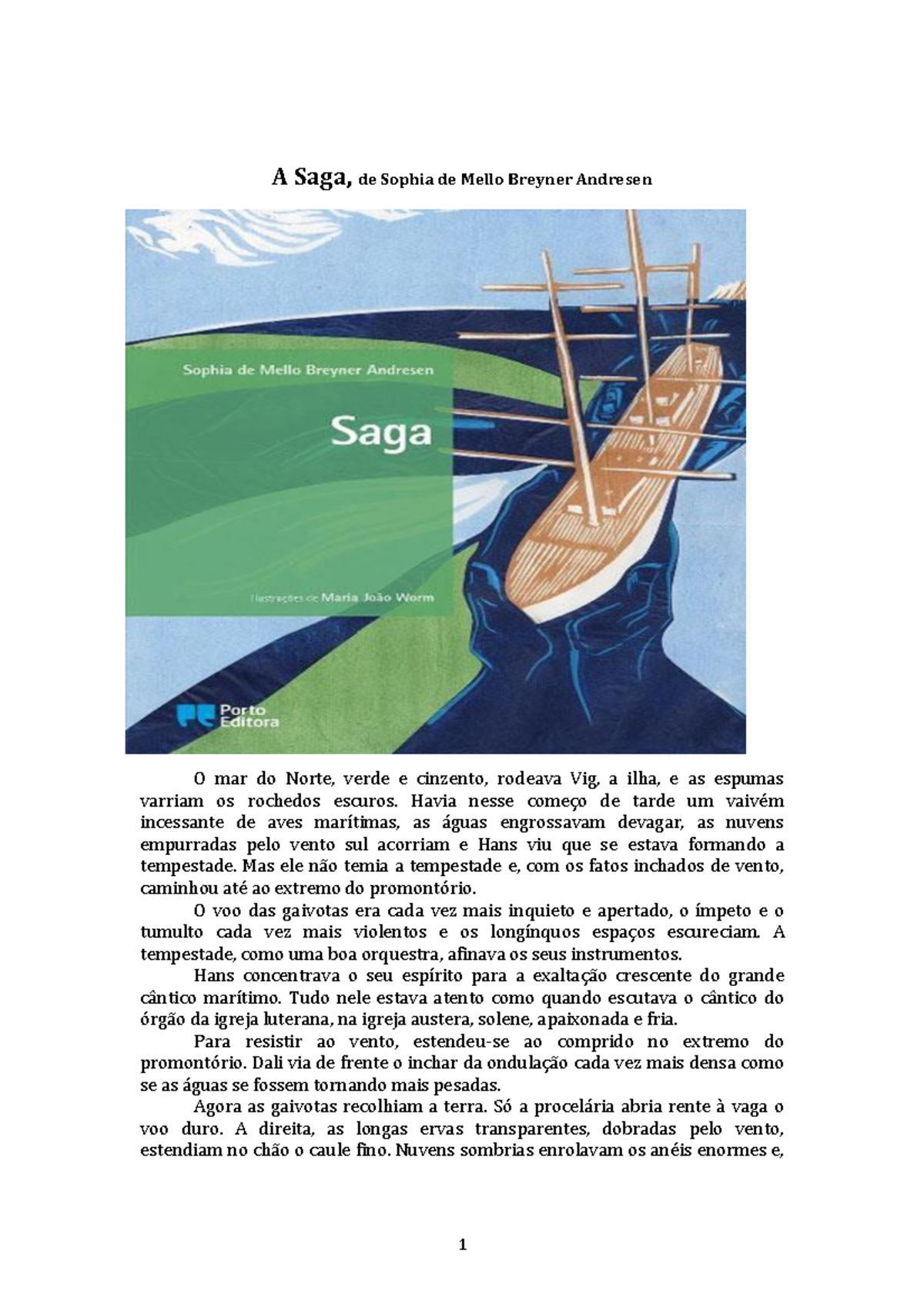 Texto completo A Saga - Livro "A Saga" - A Saga, de Sophia de Mello ...