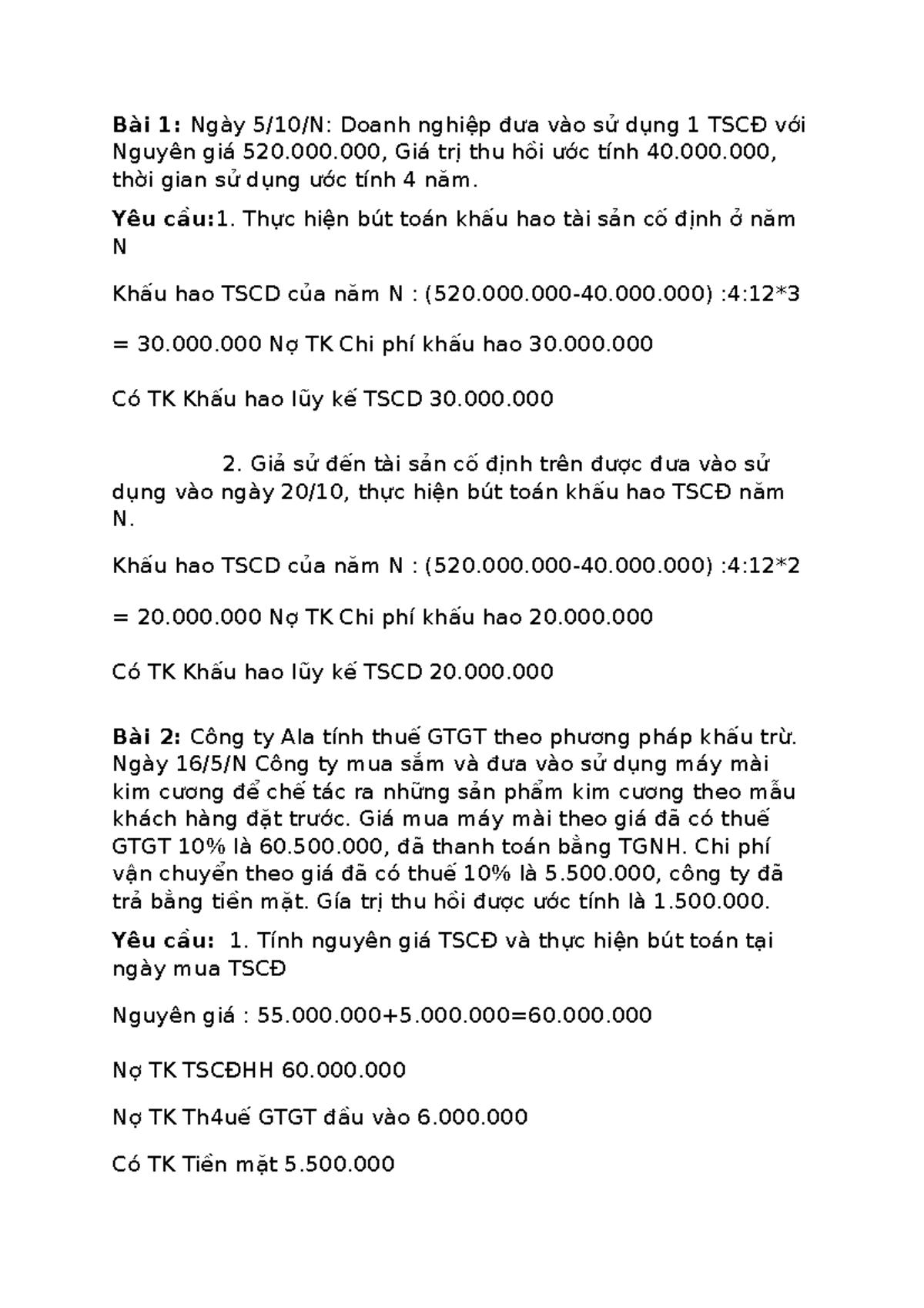 Nlkt c6 - Nlkt c6Nlkt c6Nlkt c6Nlkt c6Nlkt c6 - Bài 1: Ngày 5/10/N: Doanh nghiệp đưa vào sử dụng ...