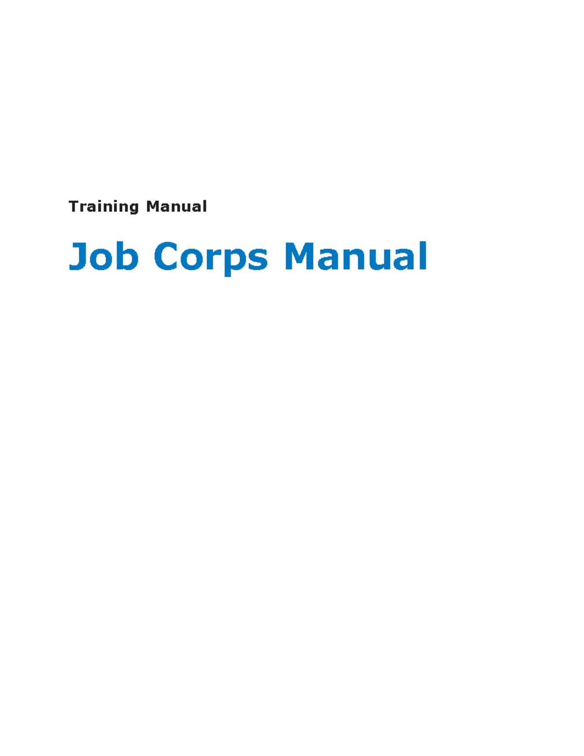 Sp0997 - Job Corps Manual Training Manual Penn Foster High School will ...