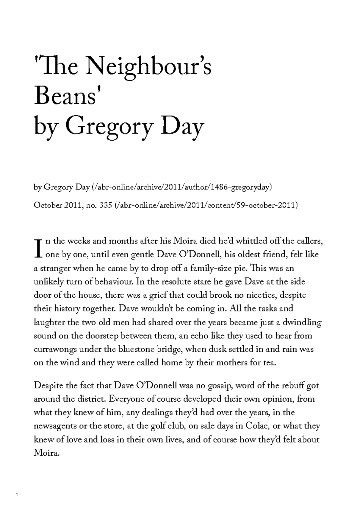 'The Neighbour’s Beans' by Gregory Day-1 - 'e Neighbour’s Beans' by ...