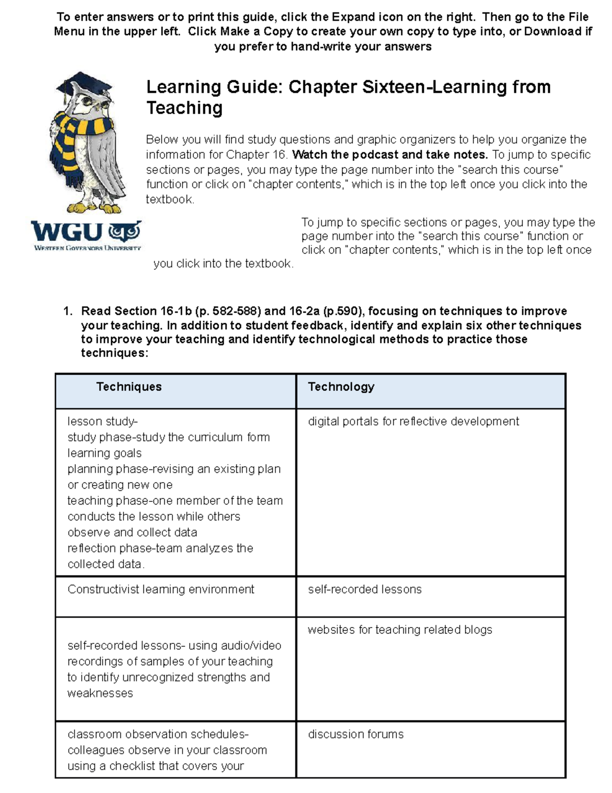 Copy of Chapter 16 Learning Guide - To enter answers or to print this ...
