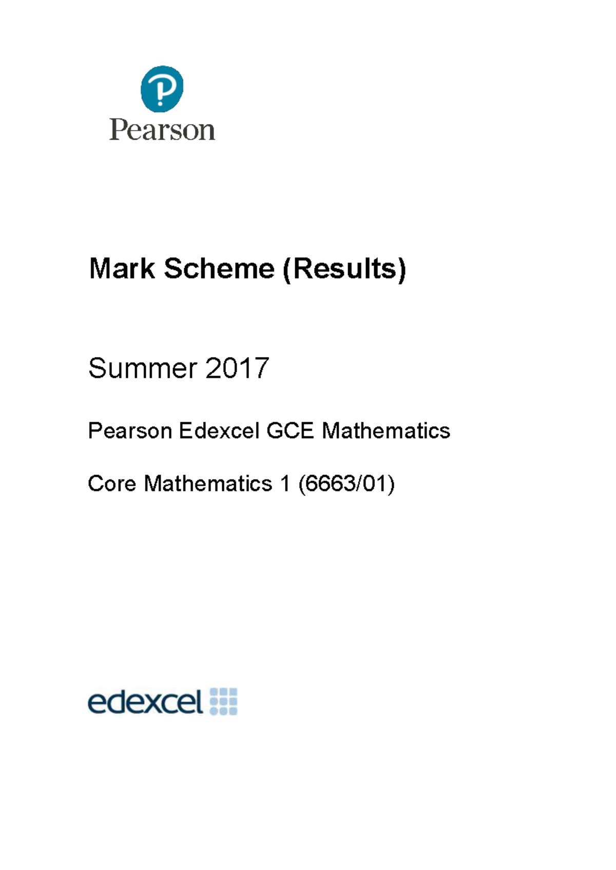 Practice paper A mark scheme - Mark Scheme (Results) Summer 2017 ...