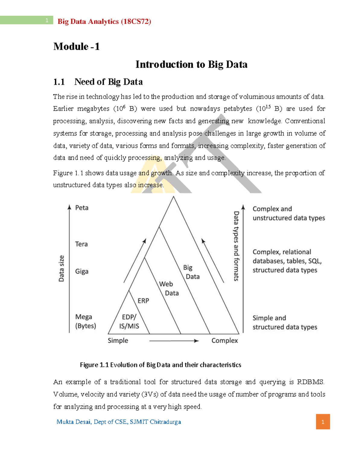 BDA Module 1 - 1 1 Module - Introduction to Big Data 1 Need of Big Data ...
