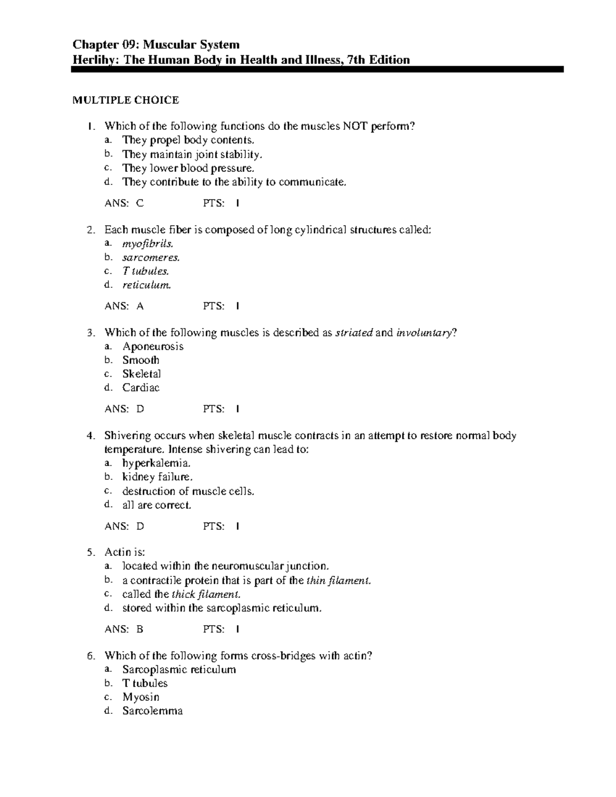 09 - Notes - Chapter 09: Muscular System Herlihy: The Human Body in ...