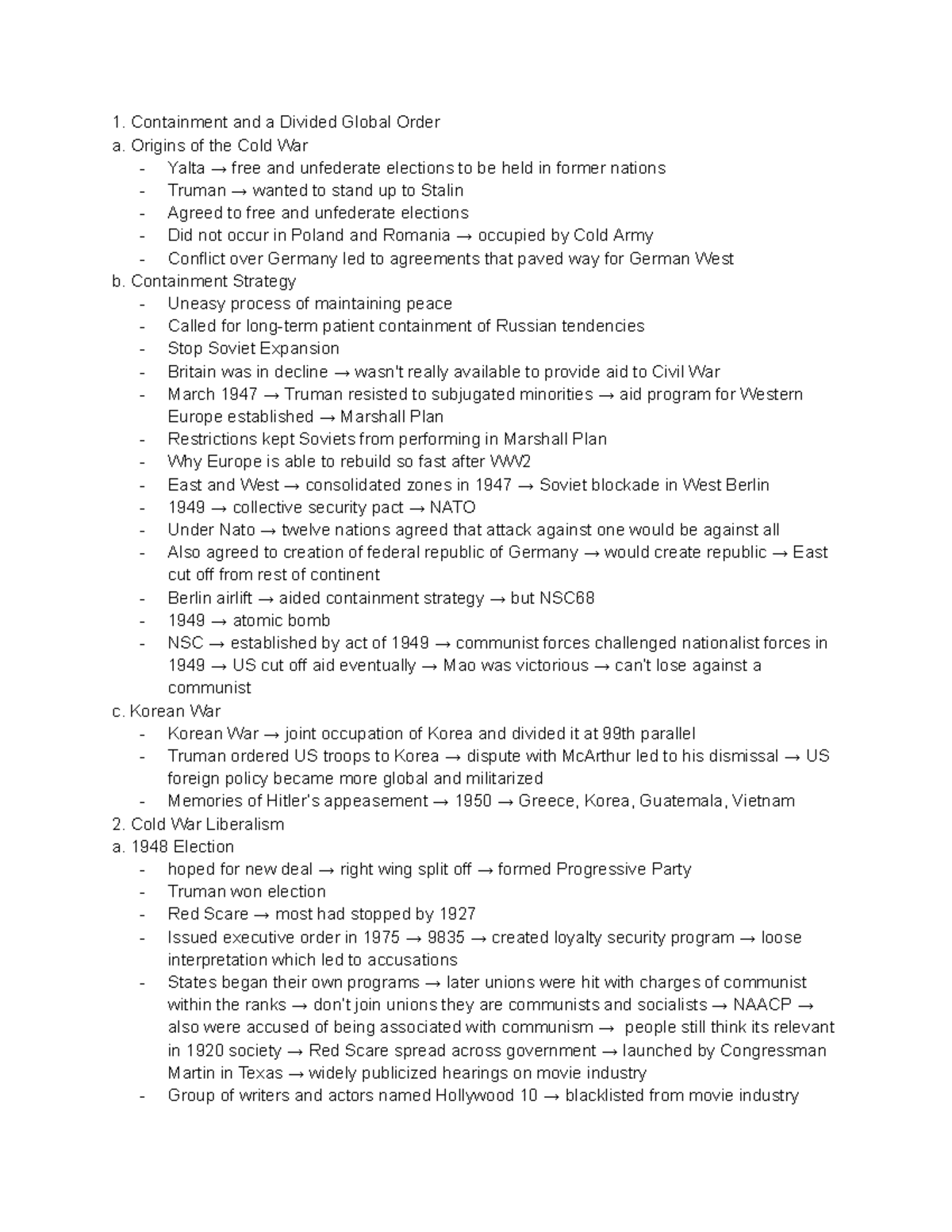 Chapter 25 Notes - Containment and a Divided Global Order a. Origins of ...