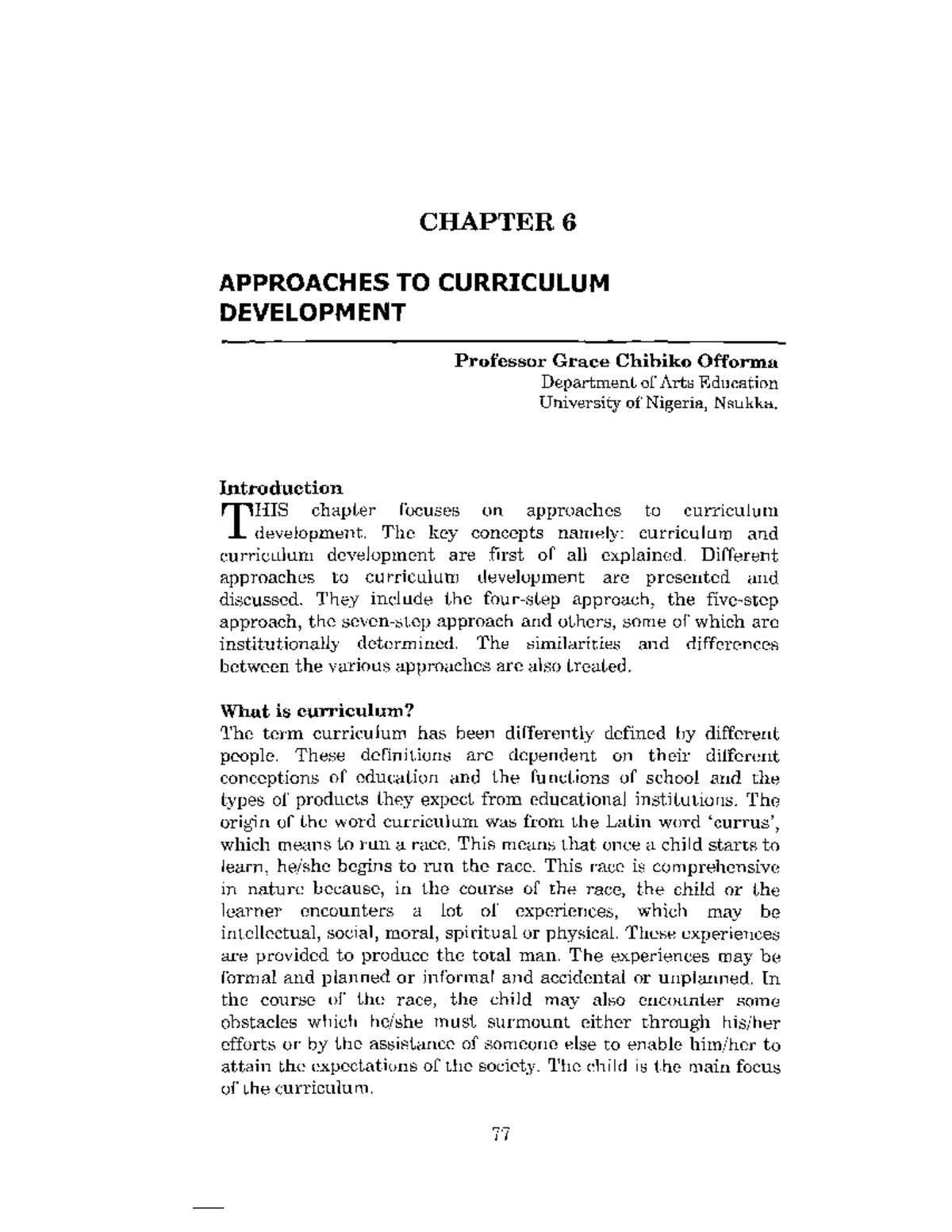 Approaches TO Curriculum Development - CHAPTER 6 APPROACHES TO ...