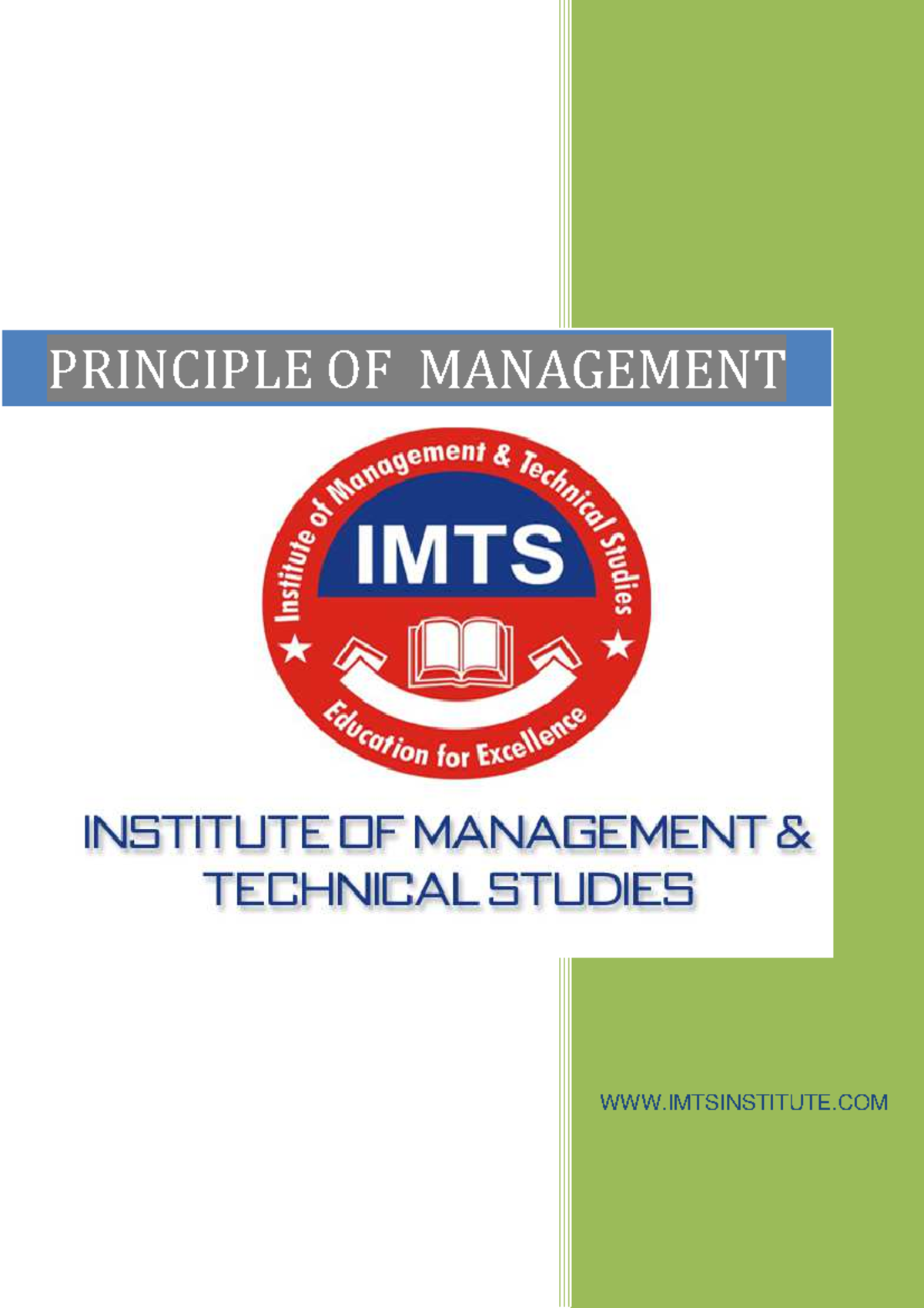 Principle OF Management(encrypted) - ####### 1 WWW.IMTSINSTITUTE ...