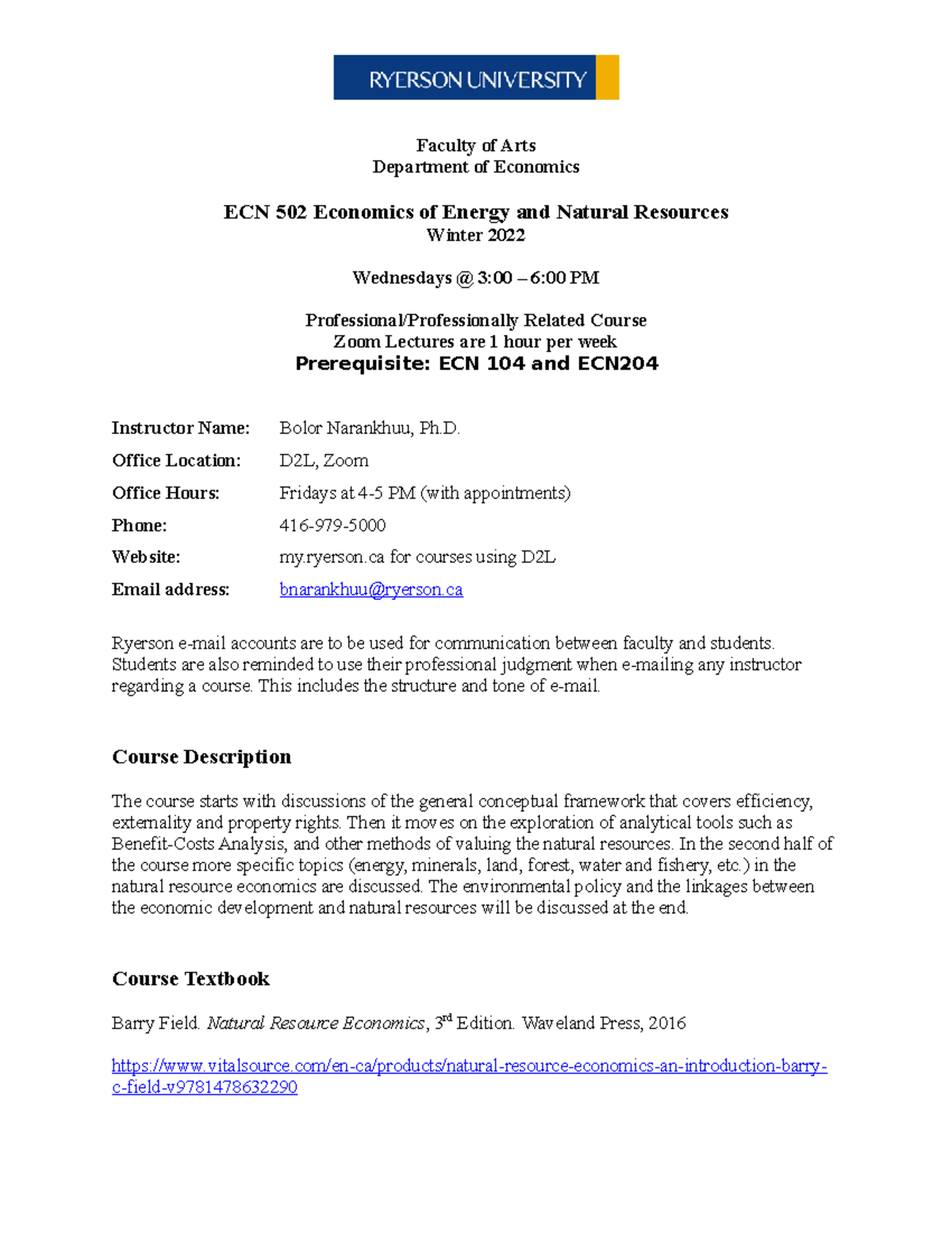 ECN 502 Course outline - W2022 - Faculty of Arts Department of ...