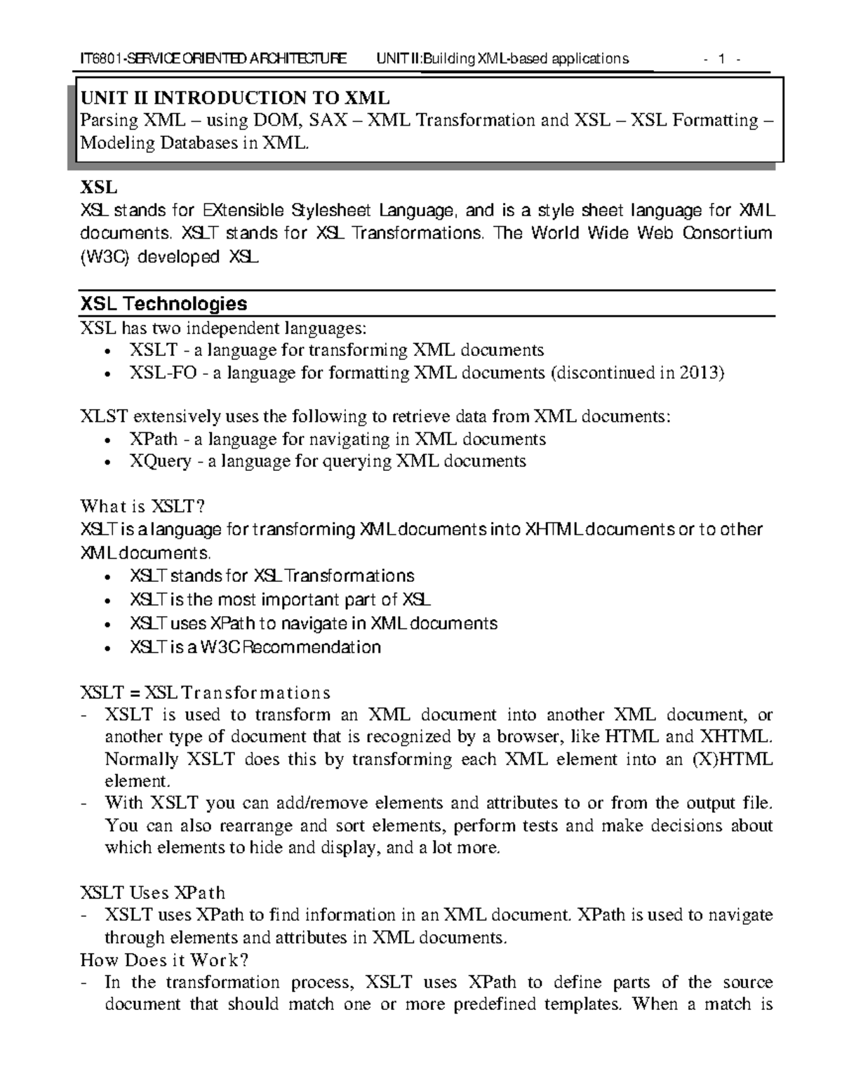 Soa Unit Ii Service Oriented Arcitecture It6801 Service Oriented Architecture Unit Ii
