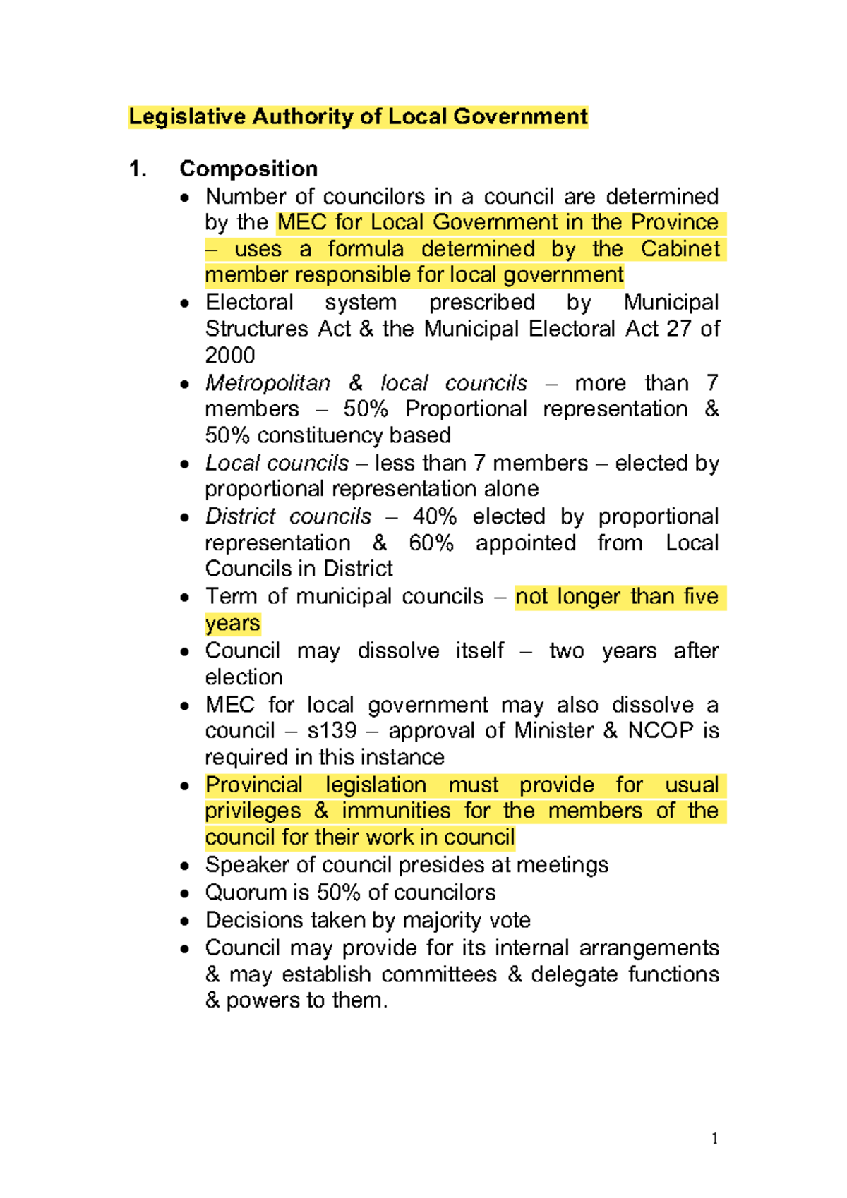 Legisl authority of Local Government - Legislative Authority of Local ...