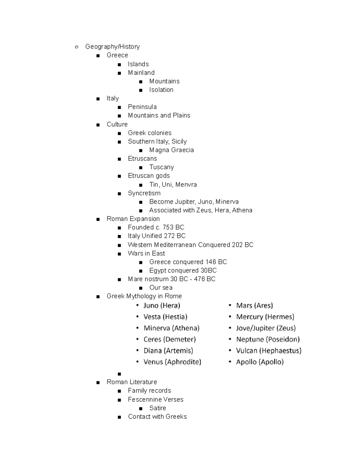 Aeneas and Myth in Rome - NOTES - Geography/History Greece Islands ...