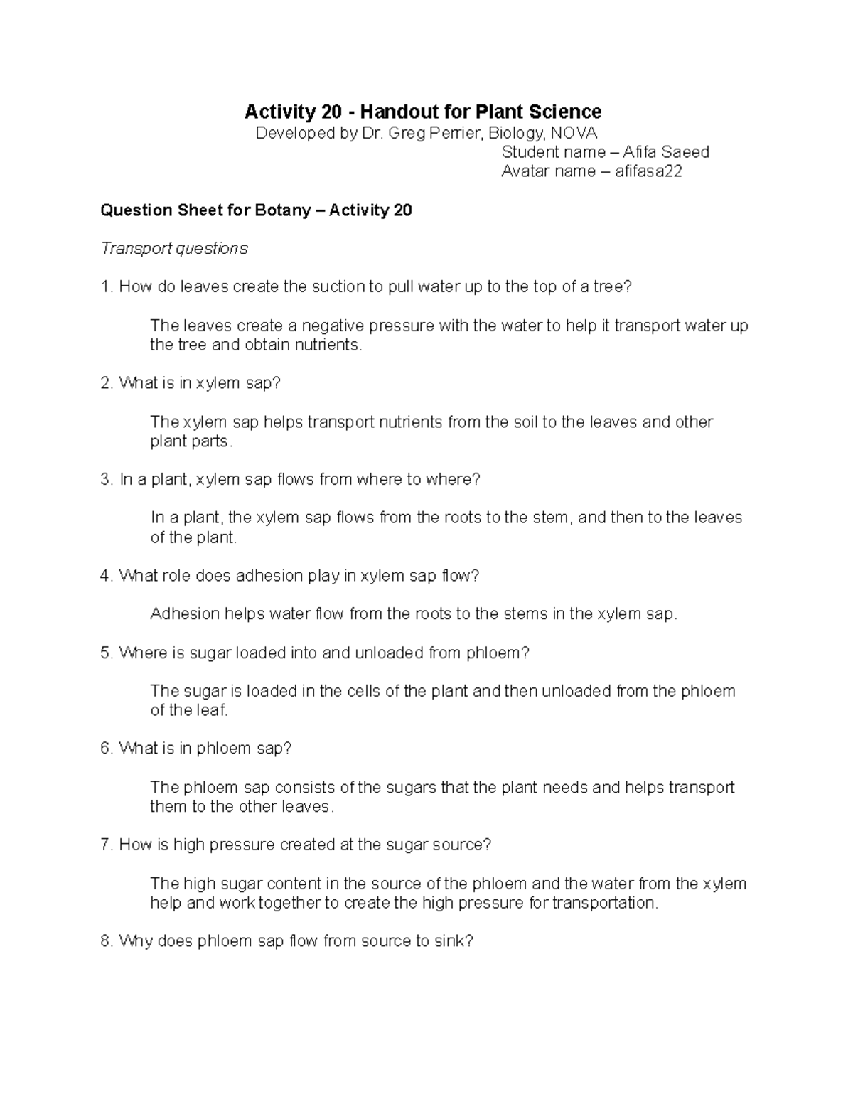 Activity 20 Handout - Plant Science - firestorm New - Activity 20 ...