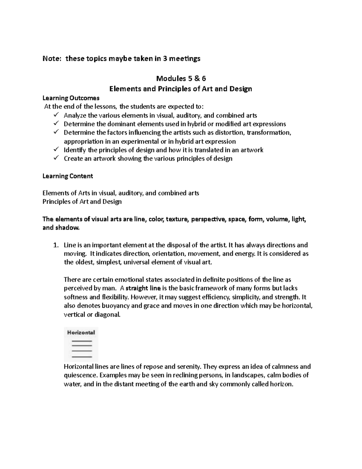 Module 5 and 6 (Final Copy) Elements of Arts and Principles of Art and ...