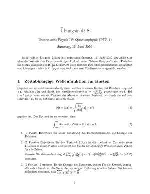 Übung 01 - Lösung - Ubungsblatt 1 ̈ Theoretische Physik IV ...