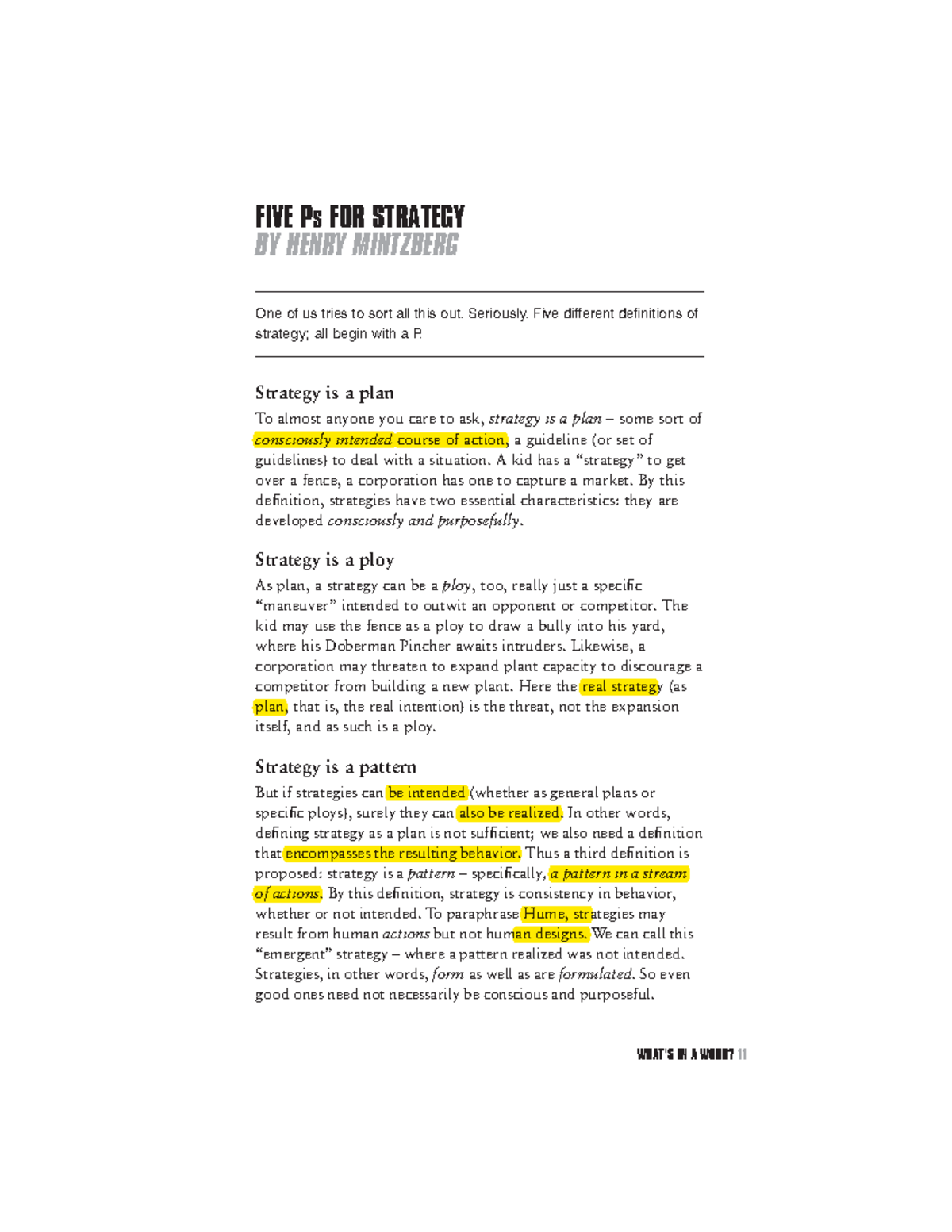 Mintzberg-Five Ps of strategy for Strategic Business Management - LUMS ...