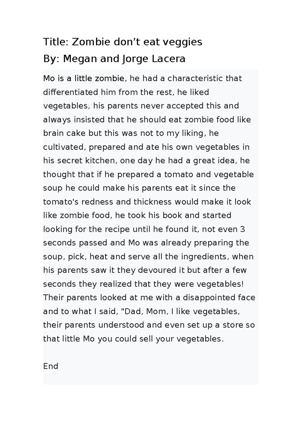 Los zombies no comen vegetales - Title: Zombie don’t eat veggies By ...