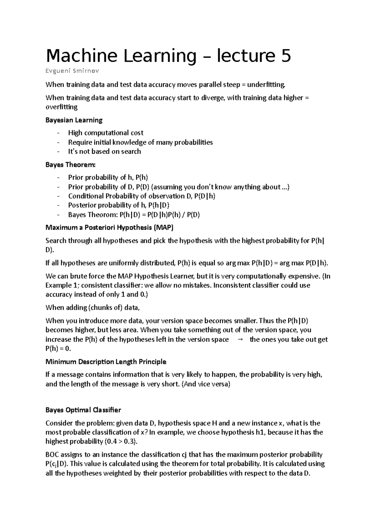 Lecture 5 - Bayesian Learning - Machine Learning – lecture 5 Evgueni ...